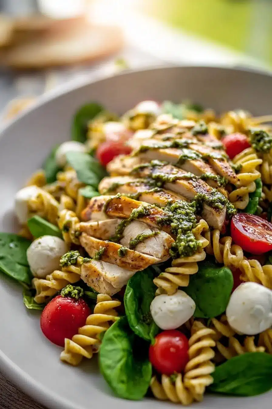 Salade de Pâtes Pesto et Poulet